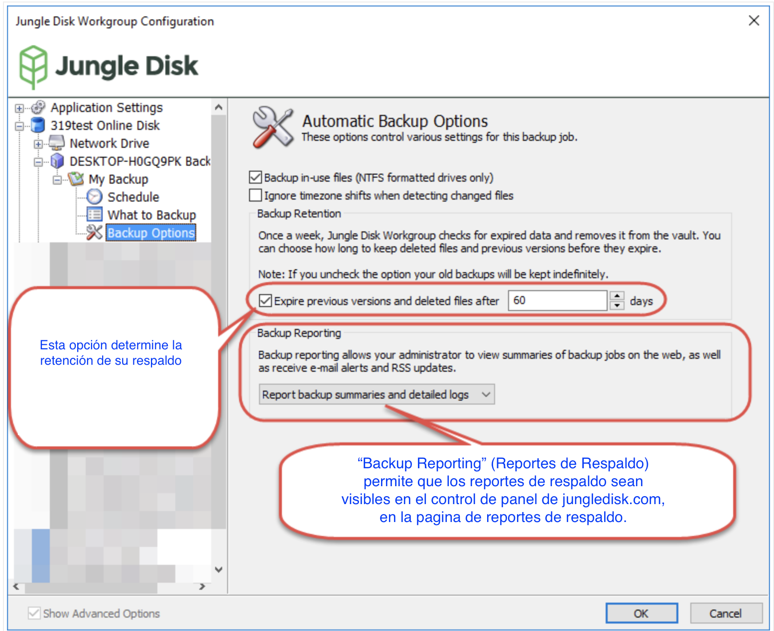 Configurando un respaldo nuevo – Soporte CyberFortres